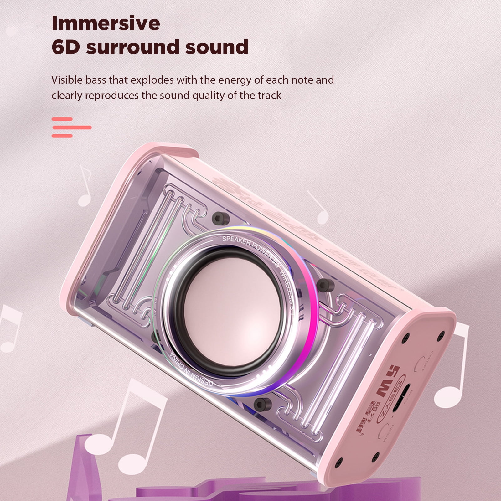 Transparente Mecha USB Wireless TWS Altavoz Bluetooth-compatible 5.1 ...