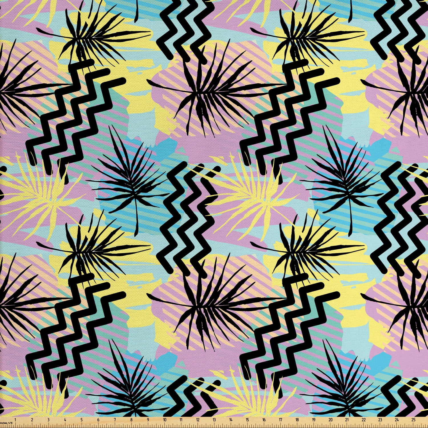 Abstract Fabric by the Yard, Creative Quirky Composition with Vibrant ...