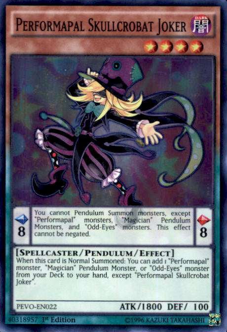 YuGiOh Pendulum Evolution Super Rare Performapal Skullcrobat Joker PEVO ...