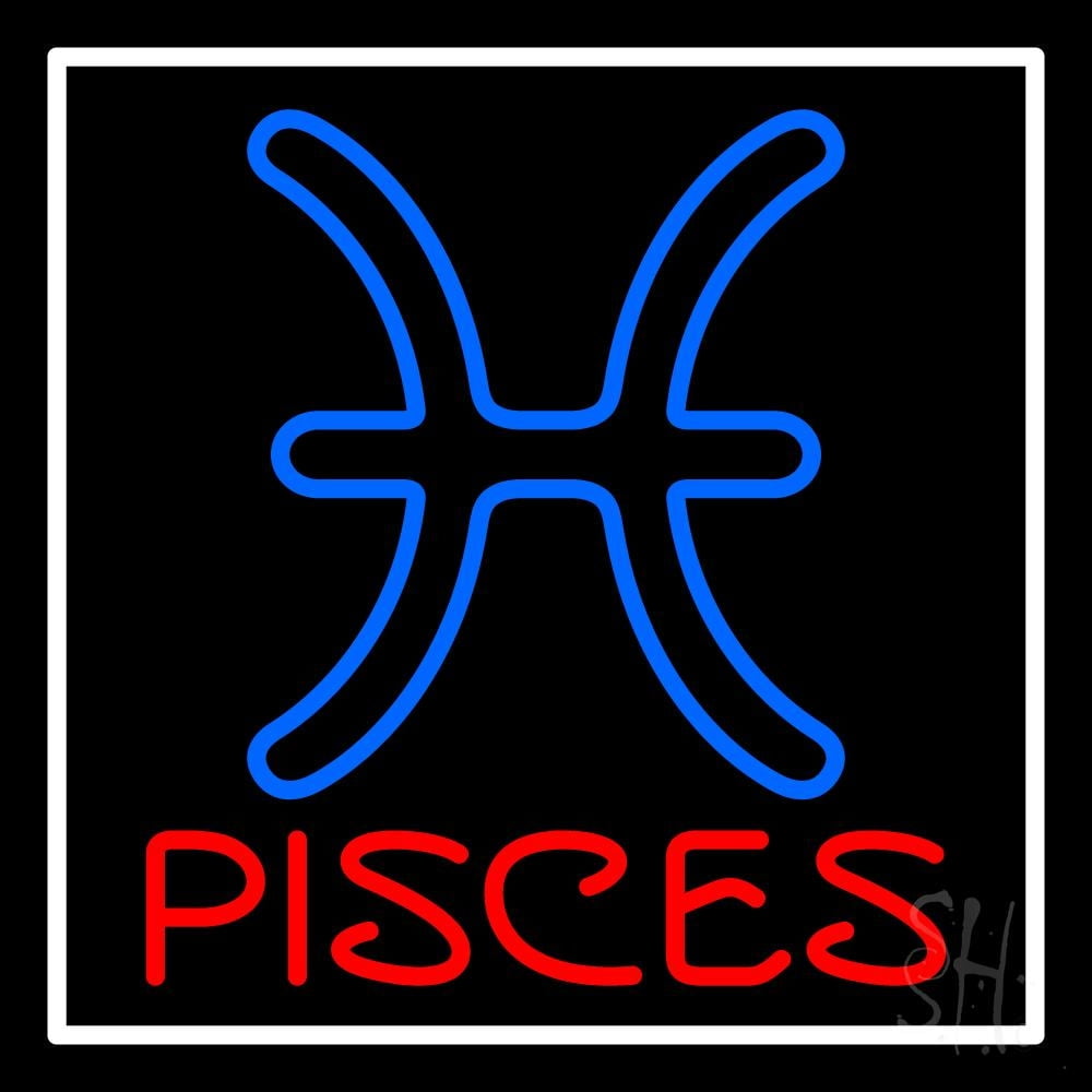 Red Pisces White Border LED Neon Sign 24" Tall x 24" Wide - inches ...