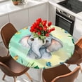 Cartoon Animal Print Elephants Round Fitted Tablecloth with Elastic ...