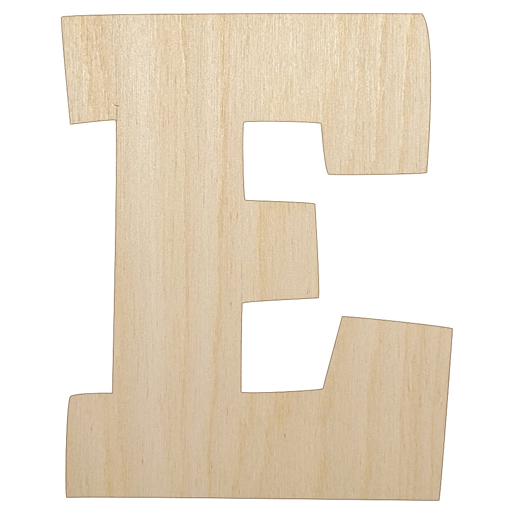 Letter E Uppercase Fun Bold Font Wood Shape Unfinished Piece Cutout ...
