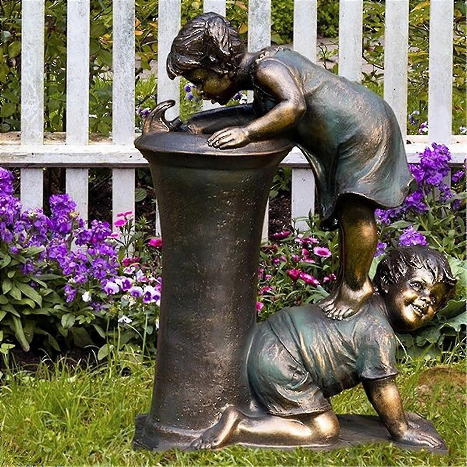 Boy Girl Garden Statue A Kid With Fireflies Garden Statue-garden ...