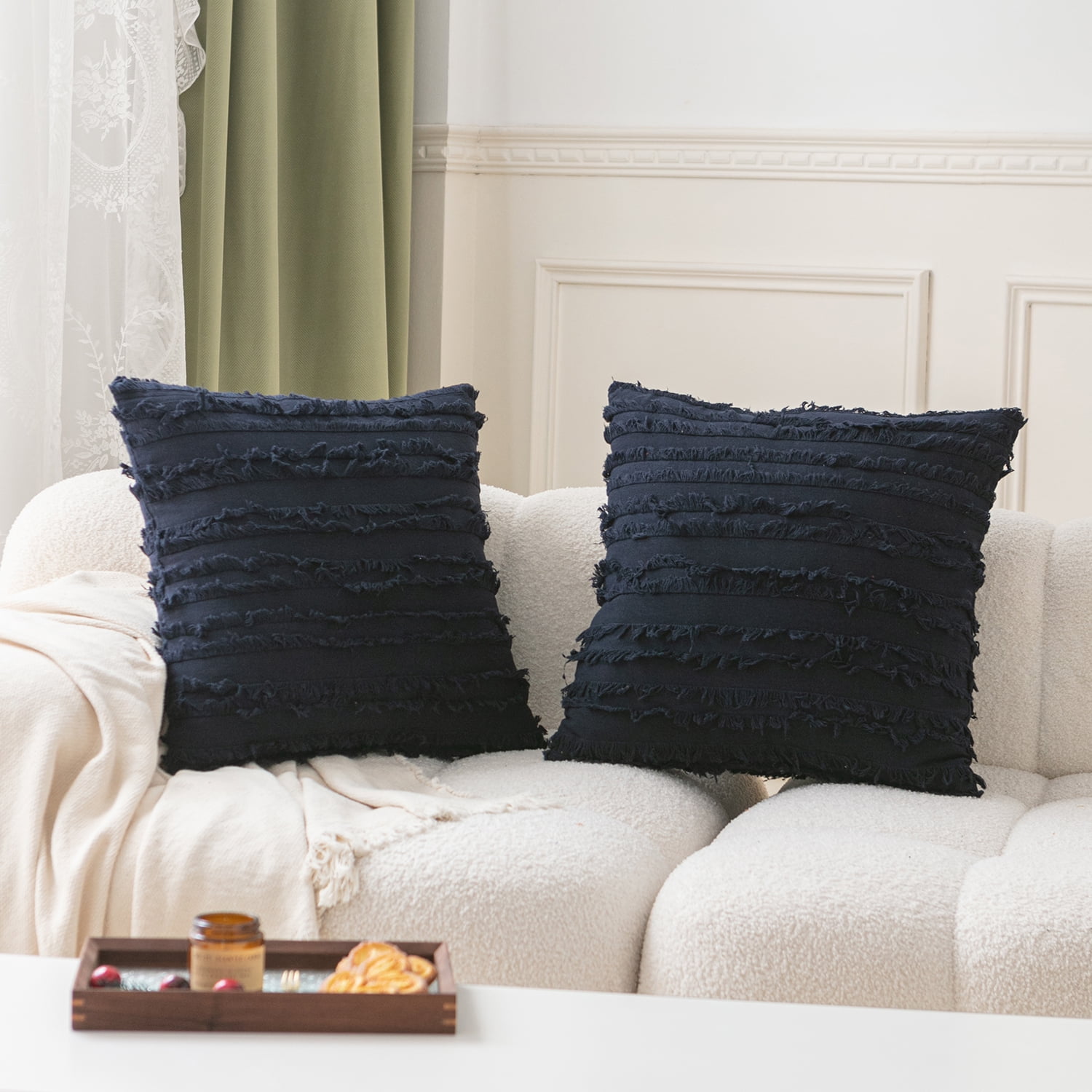 UlikTree Linen Throw Pillow Covers 2 Pack - Cushion Cover for Sofa ...