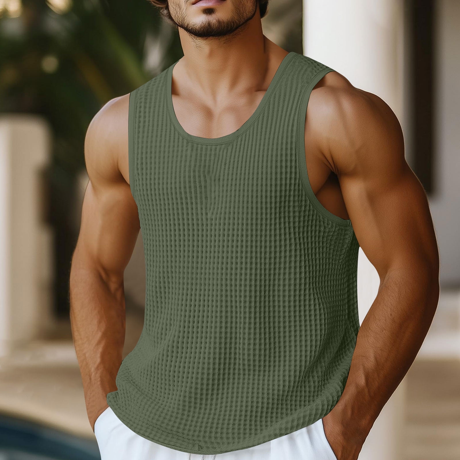 Click here for Ndbuld Mens Tank Tops Mens Vintage Solid Color Cas... prices