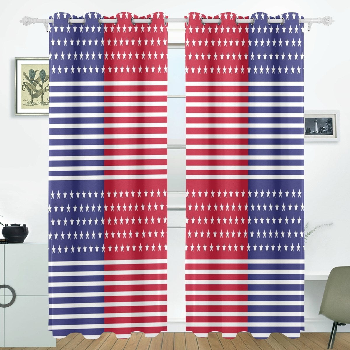 POPCreation Patriot Red White Window Curtain Blackout Curtains ...