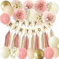 Boho Birthday Party Decorations Pink Balloon Banner Set Neutral Retro ...