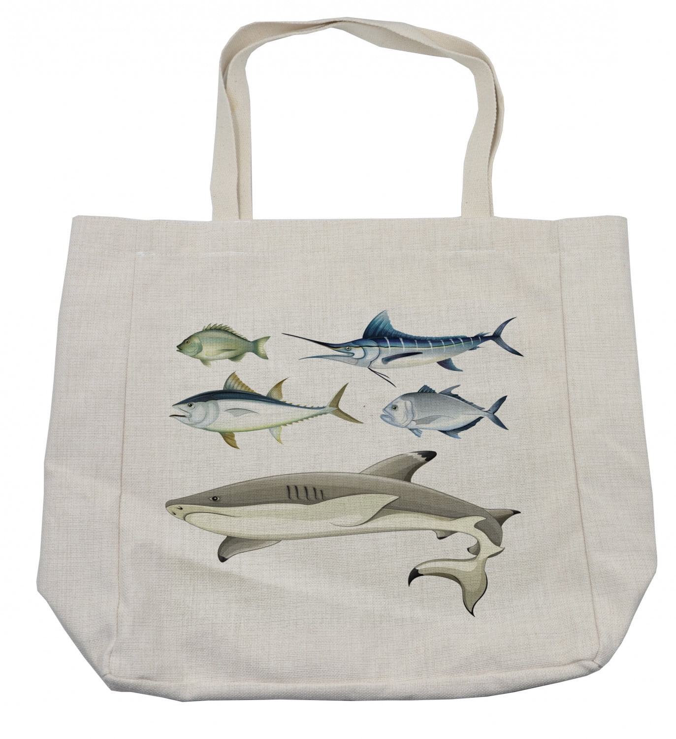 Aqua Shopping Bag, Various Fish Predators with Swordfish Piranha and ...