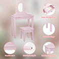 HLR Kids Vanity, 2 in 1 Princess Makeup Desk & Chair Set with ...
