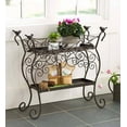 Plow & Hearth Two-Shelf Cast Iron Plant Stand with Birds - Walmart.com