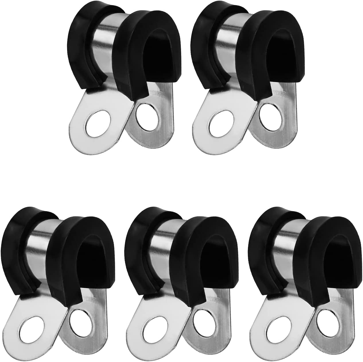 Rubber Cushioned Cable Clamp 10mm Dia 304 Stainless Steel R Shape ...