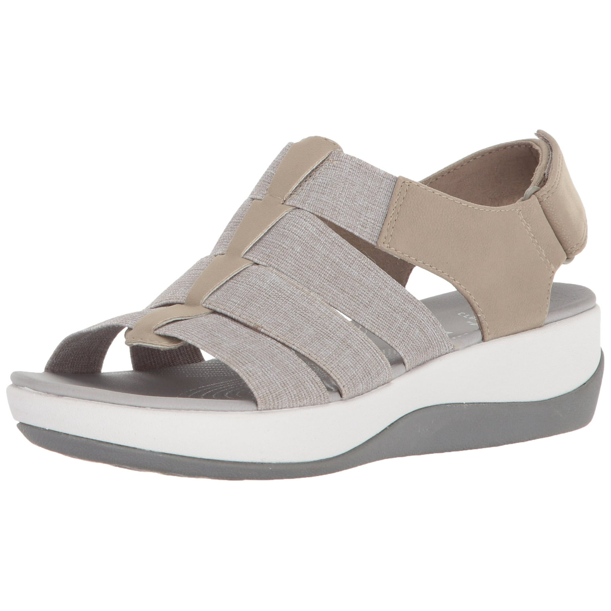 CLARKS Women s Arla Shaylie Platform Sand White Heathered Elastic 8 Medium US