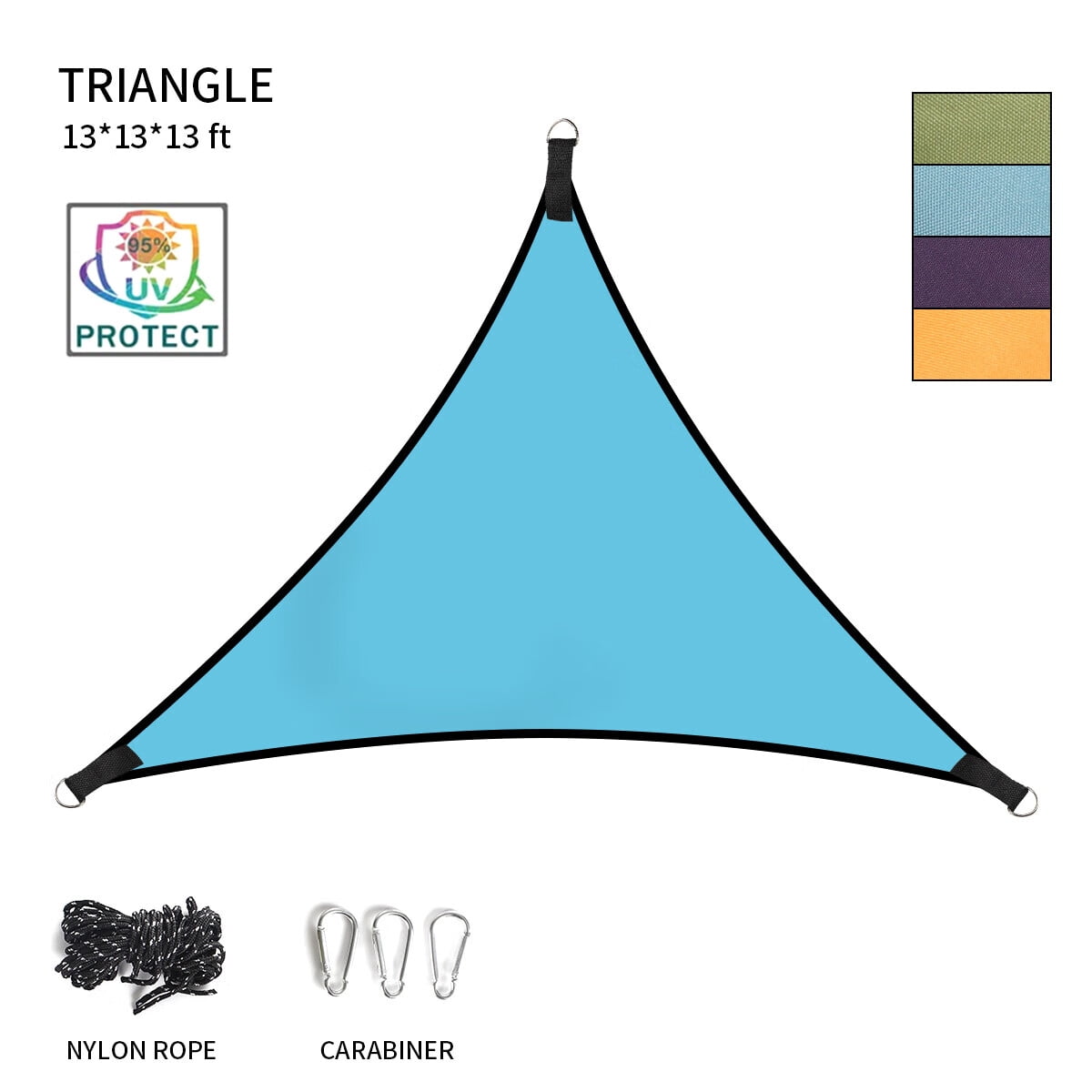 ZXMT 13*13*13ft Triangle Sun Shade Sail Outdoor 95%UV Block Protection ...