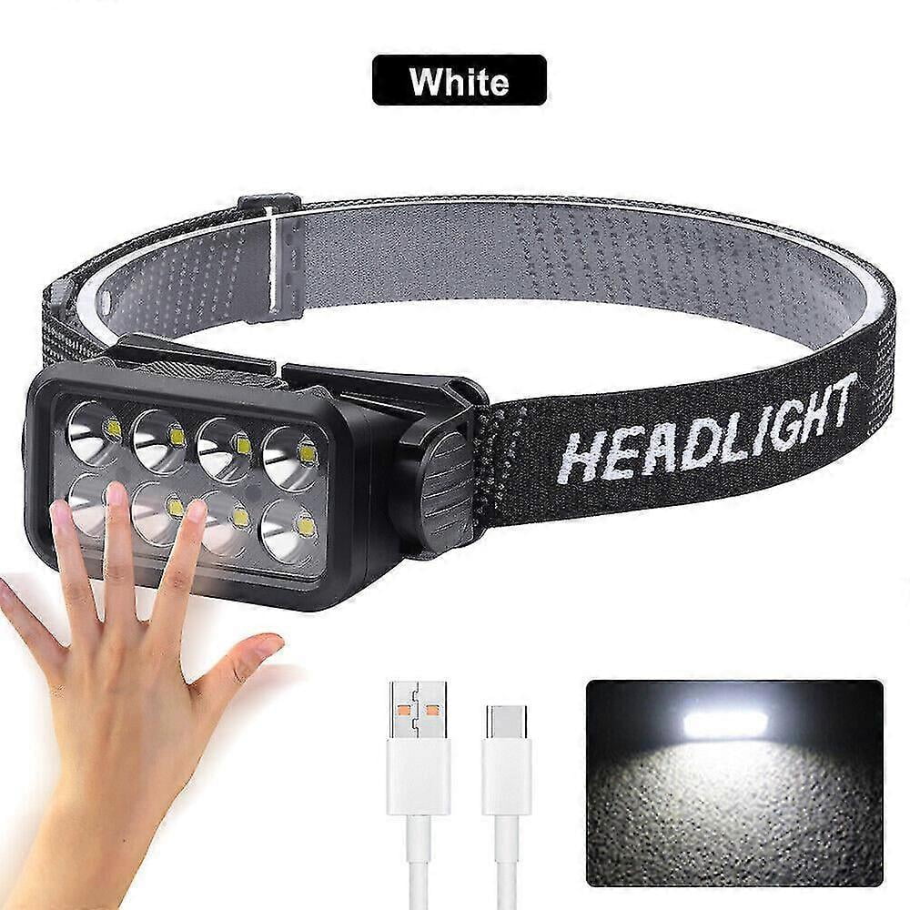 COB LED Headlamp USB Rechargeable Headlight Torch Work Light Bar Head ...