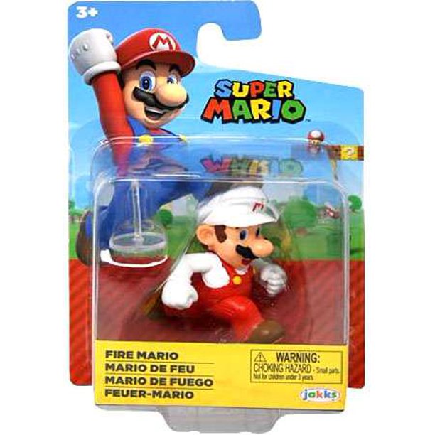 World of Nintendo Super Mario Fire Mario Mini Figure (Running, Red ...