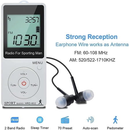 Pocket AM FM Radio Portable, Mini Digital Tuning Walkman Radio with ...