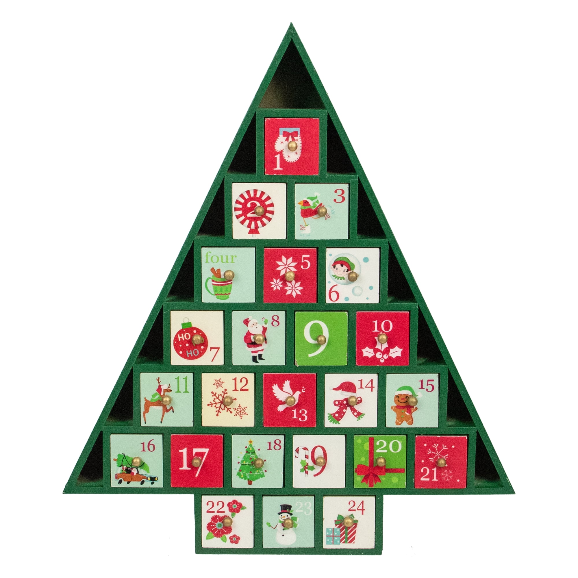 Northlight 15 Green Tree Shaped Christmas Advent Calendar Decoration ...