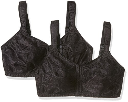 JUST MY SIZE Women's Front Close Soft Cup 2 Pack MJ1102, Black/Black ...