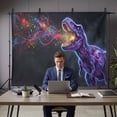 12x8ft Photo Backdrop, Purple Dinosaur Soft Polyester Backdrop Curtains ...