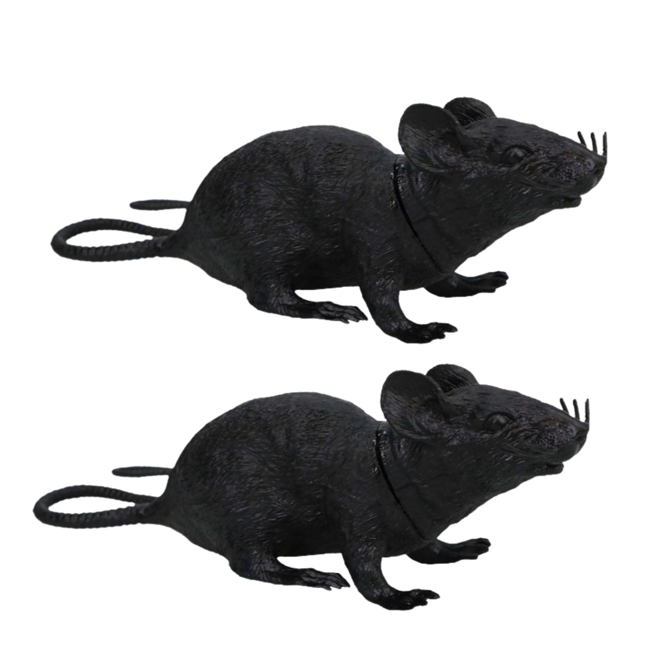 Spooky Halloween Plastic Squeezable Squeaking Rats, Set of 2 Eerie Rat ...