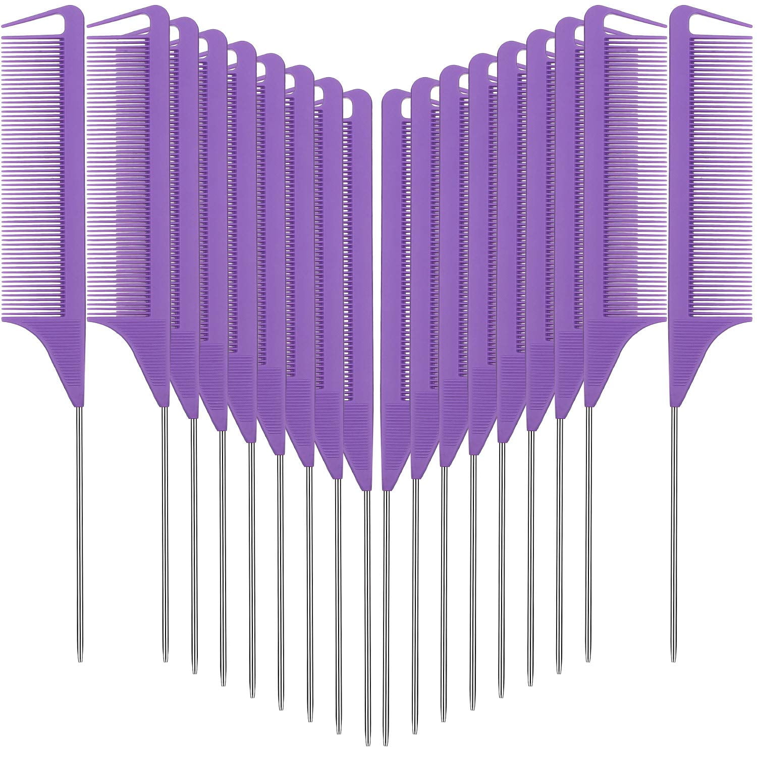 18 Pieces Parting Comb for Braids, Rat Tail Comb Stainless Steel ...