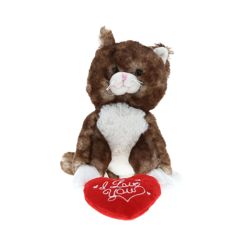 Dollibu Brown Cat I Love You Valentines Stuffed Animal - Heart Message ...