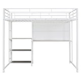 UBesGoo Full Loft Bed with Desk and Whiteboard, Mental Bunk Bed with 3 ...