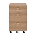 Linon Sway Wood File Cabinet with 3 Drawers Rolling Castors in Natural ...