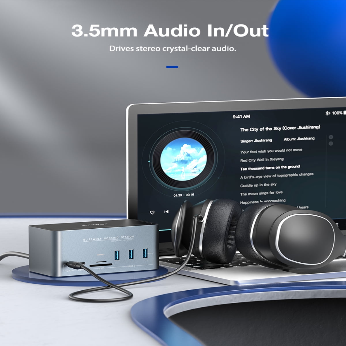 Buy BlitzWolf USB C Docking Station with M.2 SSD Enclosure, Support Quadruple Display, SD/TF ...