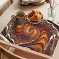 Abstract Cotton Linen Placemats Set of 2, Swirling Shape Brown Gold Red ...
