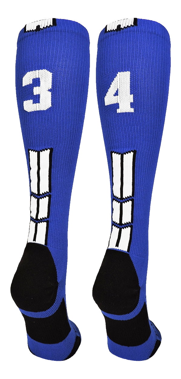 Royal/White Player Id Over the Calf Number Socks (#34, Small) - Walmart.com