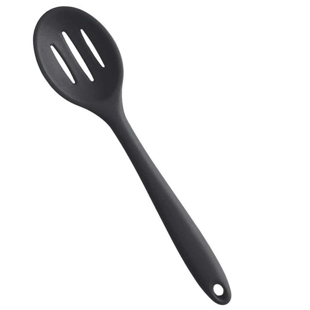 Silicone Slotted Spoon With Hygienic Solid Coating, Bonus 101 Cooking ...