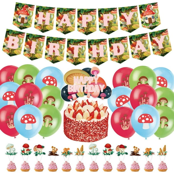 Rainbow Mushroom Birthday Party Supplies,Mushroom Decorations include ...