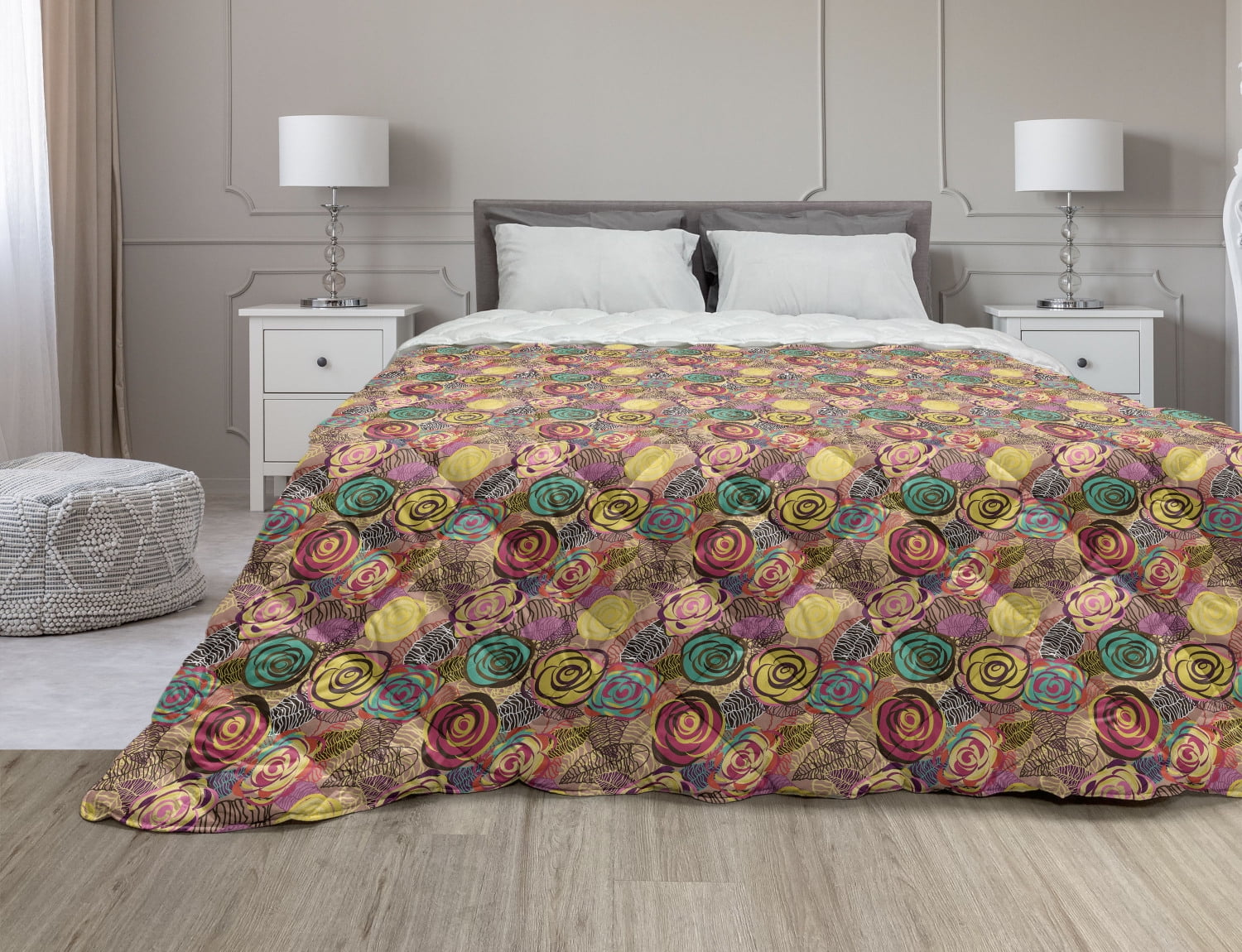 Abstract Down Alternative Comforter, Exotic Feather Pattern Colorful ...