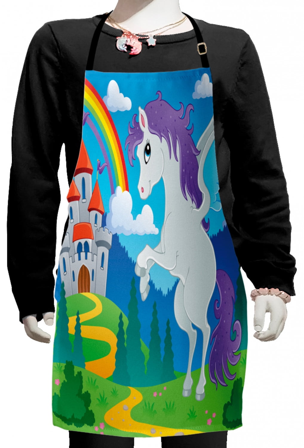Fantasy Kids Apron, Surreal Mythical Unicorn Rainbow and Medieval ...