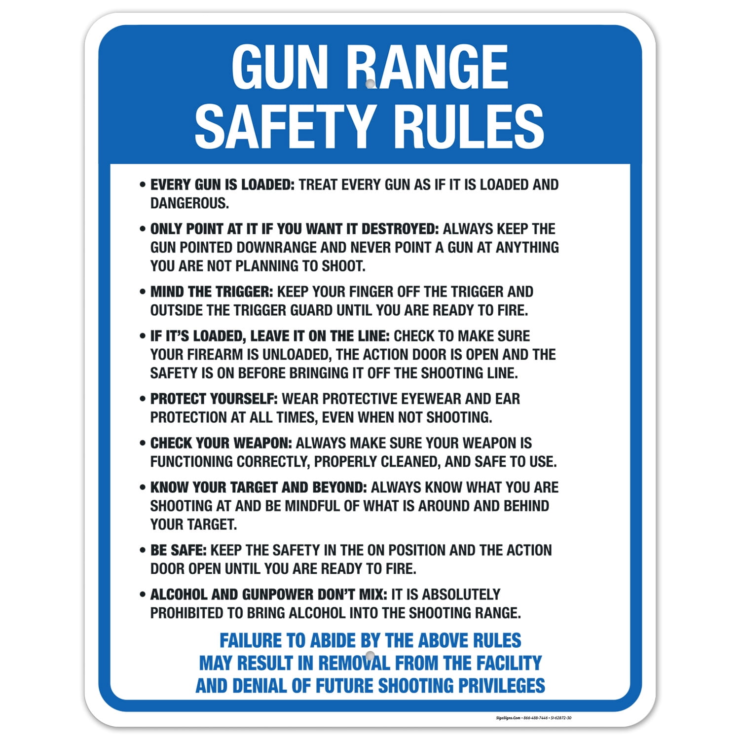 Gun Range Safety Rules Sign, - Walmart.com