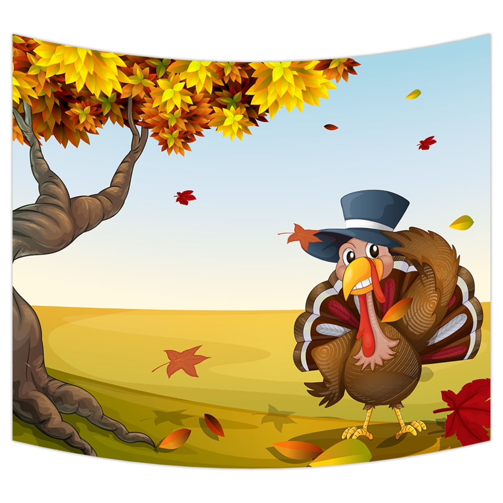 YKCG Thanksgiving Turkey Autumn Scenery Wall Hanging Tapestry Wall Art ...