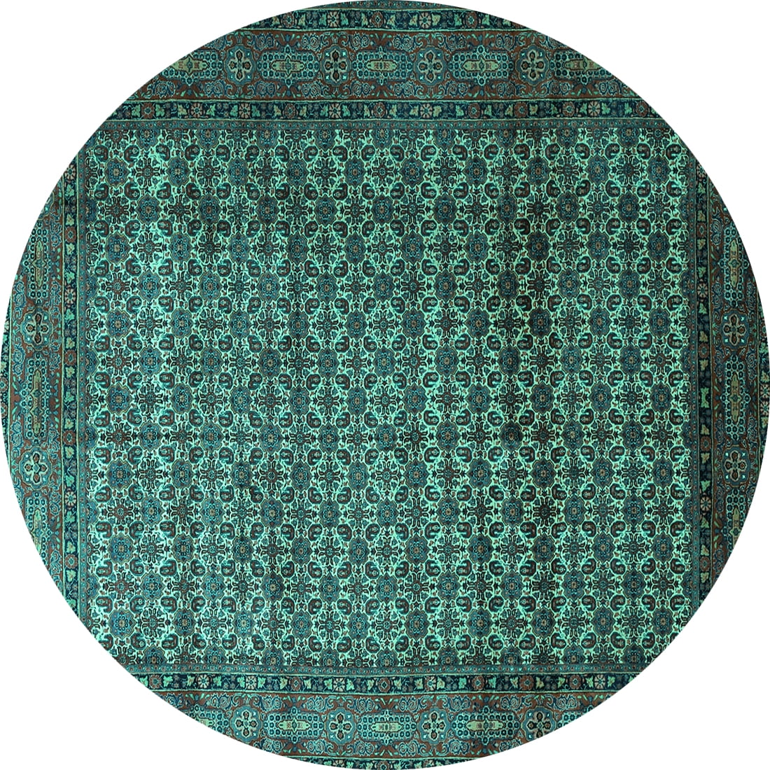Ahgly Company Machine Washable Indoor Round Persian Turquoise Blue ...