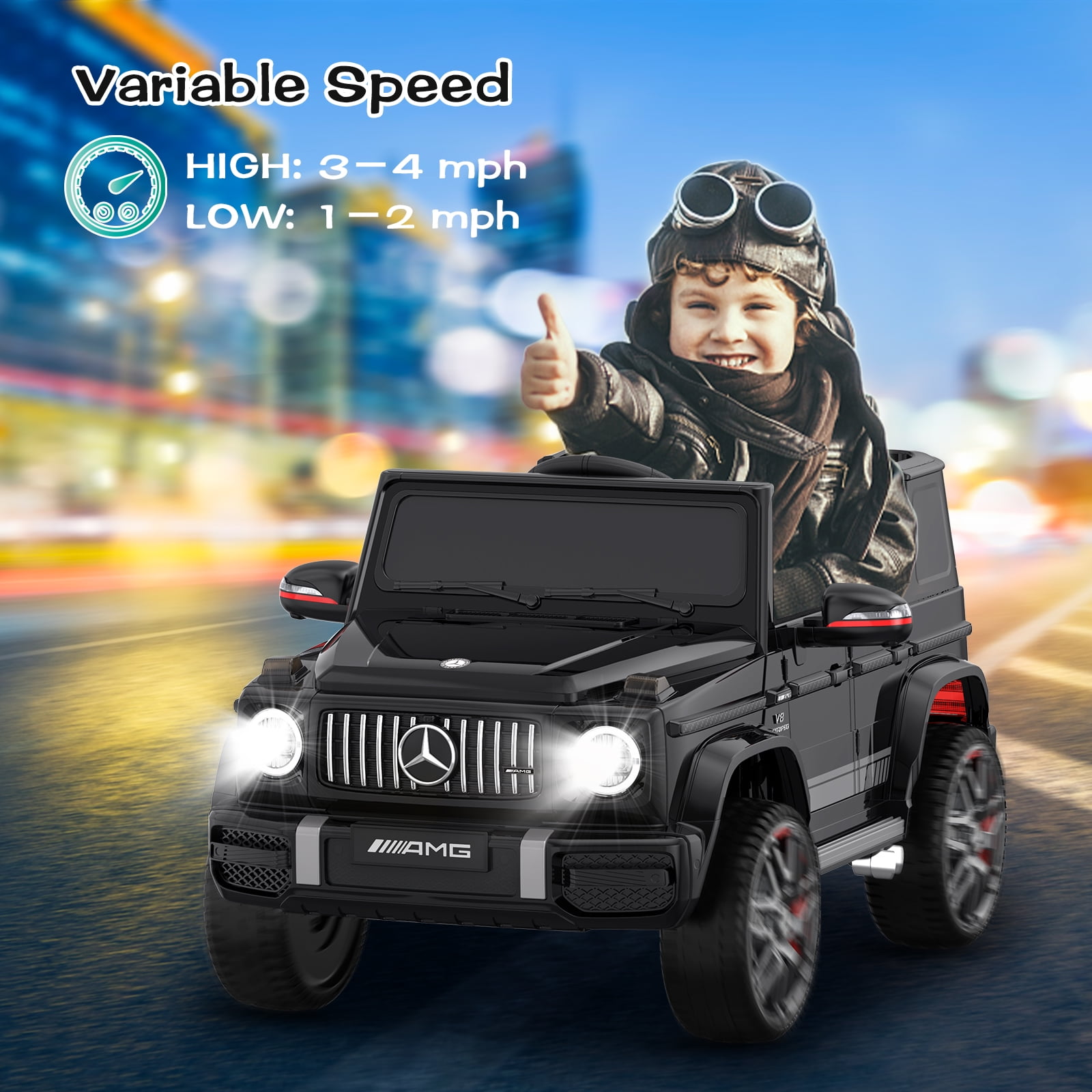 TOKTOO 24V 4WD Mercedes-Benz G63 Electric Car with Remote Control, LED ...
