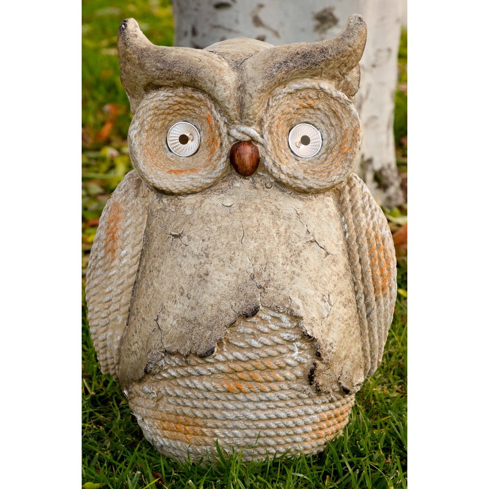 Alpine Owl with Solar Eyes Garden Statue, 18 Inch Tall - Walmart.com ...