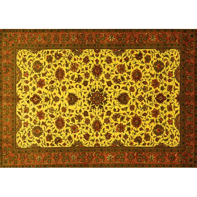 Ahgly Company Machine Washable Indoor Rectangle Persian Yellow ...