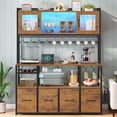 Bakers Rack with Power Outlet and LED Light, 47.2'' Microwave Stand ...