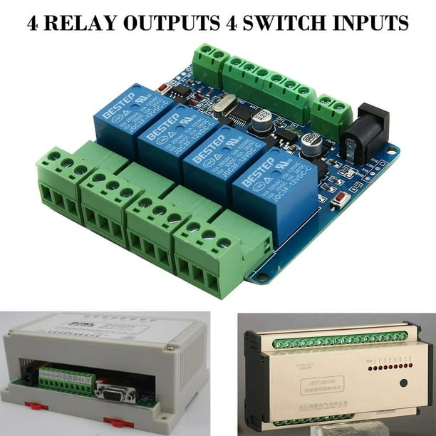 Modbus RTU 4 Channel 12V Relay Output Board Module Switch Input RS485 / TTL Green - Walmart.ca