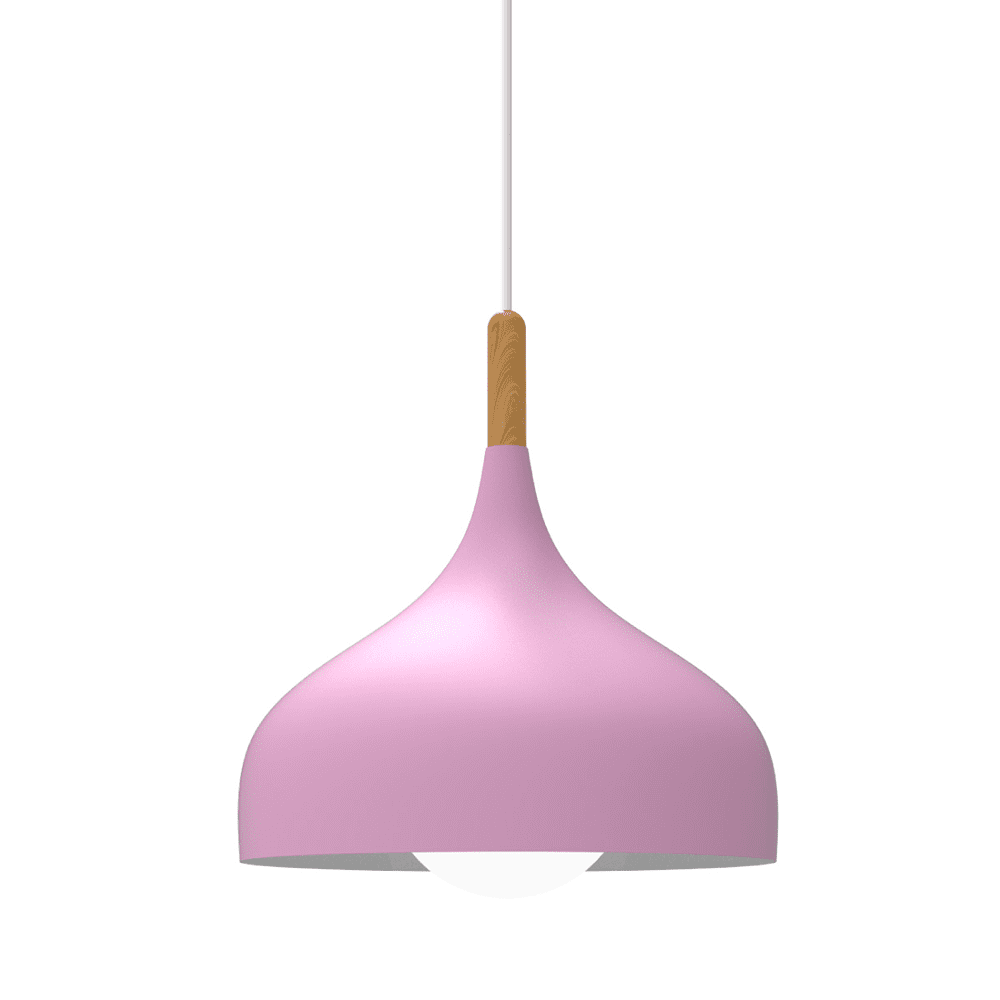 Lampara De Techo Colgante Macaron Retro Con Madera 30 Cm de Diámetro ...