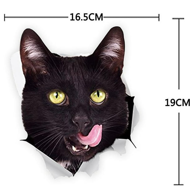 1 pieza (gato negro con la lengua afuera [16,5 x 19 cm]) Adhesivos de ...