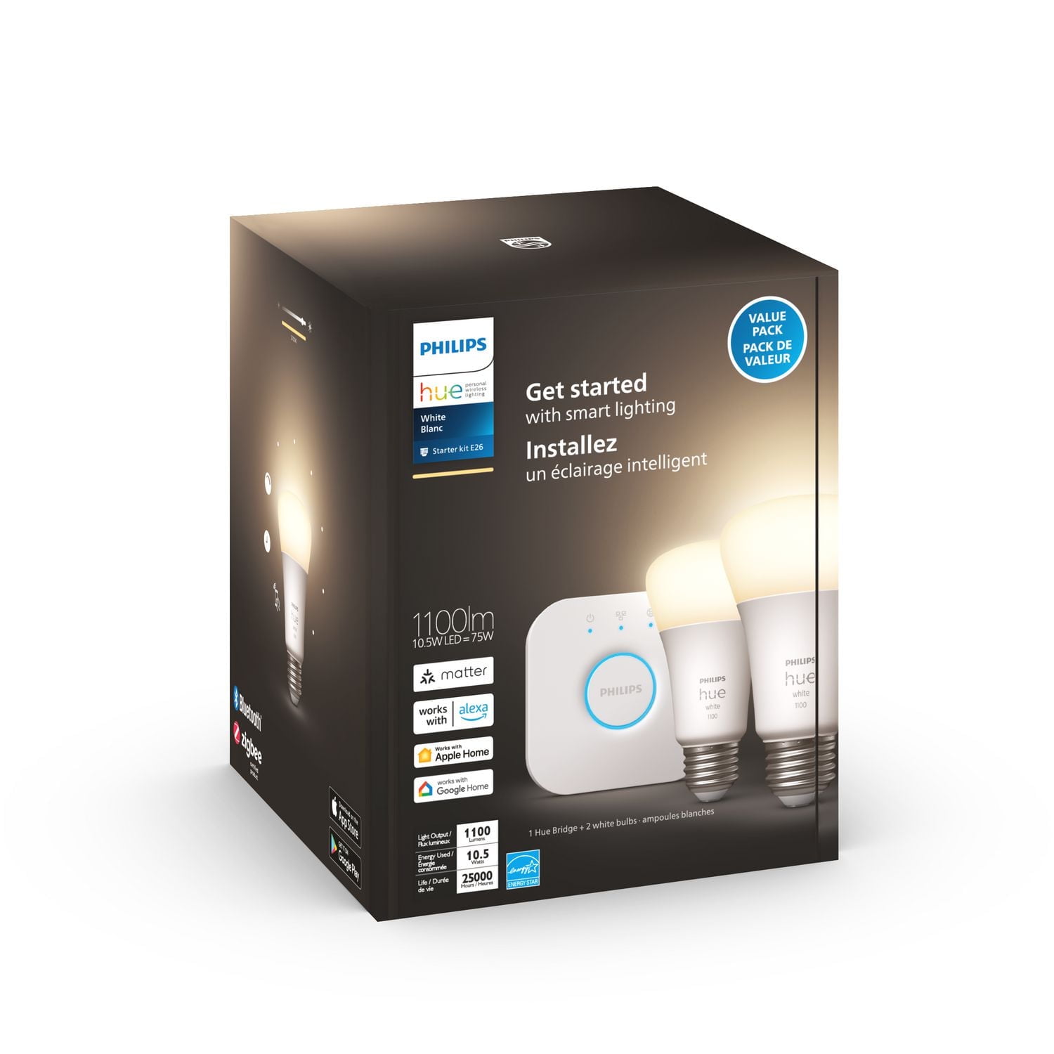 Click here for Philips Hue 75-Watt A19 White Starter Kit (2-Pack) prices