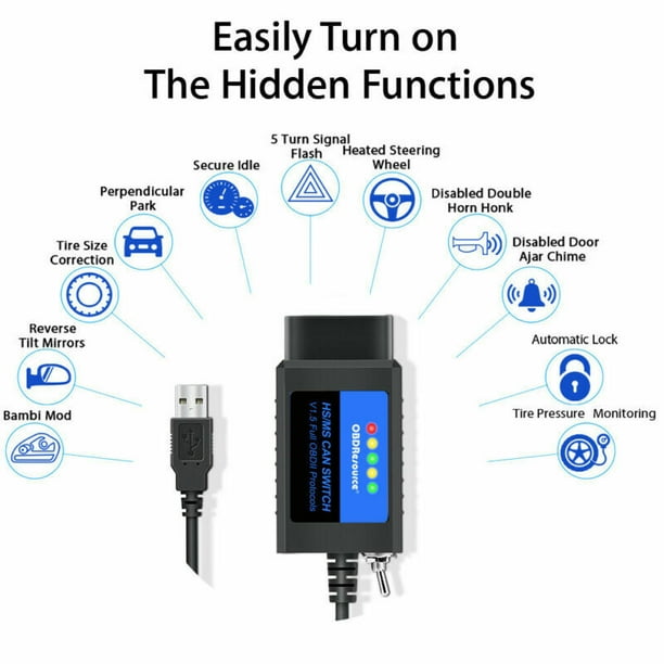 ELM327 HS-CAN MS-CAN FORScan V1.5 ELMconfig Adapter OBD2 USB Scanner For Ford FoCCCus Hidden ...
