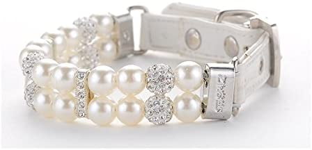 L Stock Show 1Pc Dog Cat Cute Fashion PU Leather Pearl Collar with ...