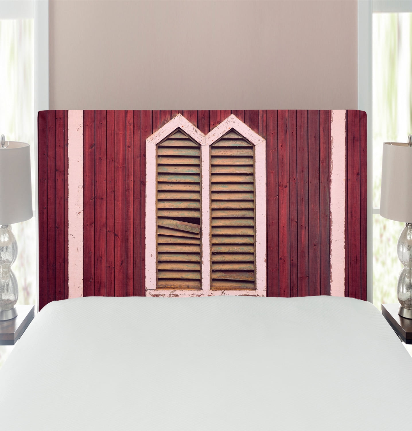 Shutters Headboard, Window Frame with Shutters on a Wooden Wall Vintage ...