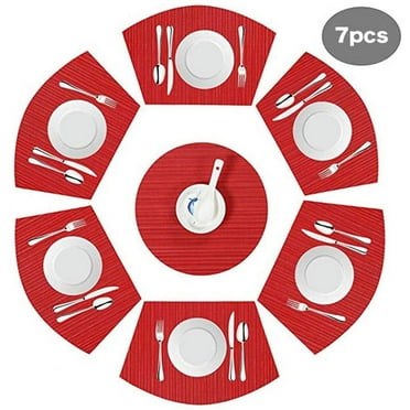 Collections Etc 7 Pc Round Dining Place Mat and Centerpiece Set for ...